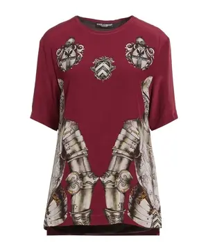 Dolce & Gabbana Multicolor Crew Neck Short Sleeve Top - Red