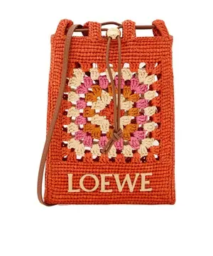 Loewe X Paula's Ibiza Raffia Pouch - Red