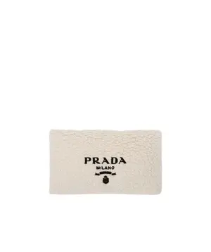 Prada Faux Fur Cashmere And Wool Logo Pillow - Nude