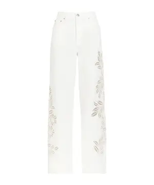 Rag & Bone Embroidered Straight-leg Jeans - White