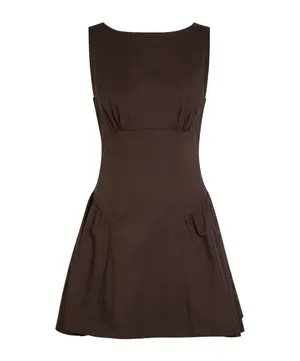 Staud Gwen Stretch-cotton Poplin Mini Dress - Black