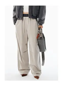 Alexander Wang Logo Waistband Mid-waisted Pants - Stone Color