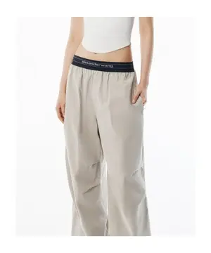 Alexander Wang Logo Waistband Mid-waisted Pants - Stone Color