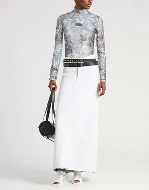 DIESEL® Long Sleeve Mock Neck T-shirt With Crystal Embellishments