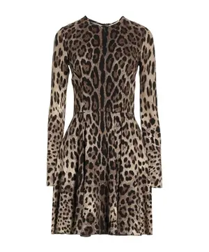 Dolce & Gabbana Leopard Print Long Sleeve Dress