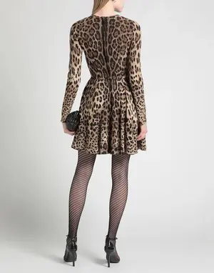Dolce & Gabbana Leopard Print Long Sleeve Dress