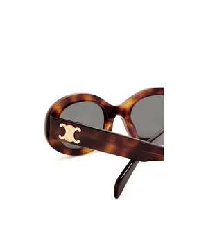 Celine Oval Tortoiseshell Sunglasses With Logo Detail