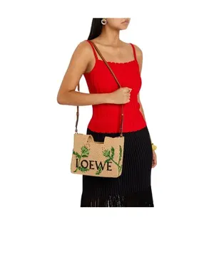 Loewe X Paula's Ibiza Embroidered Raffia Tote Bag