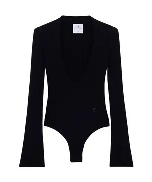 COURREGES Ribbed-knit Bodysuit