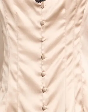 Dolce & Gabbana Satin Lace Short Sleeve Top