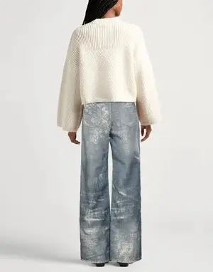 DIESEL® Wide-leg Jeans With Two-tone Denim And Zip Fastening - Gray
