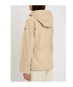 Moncler Serin Hooded Drawstring Waxed Poplin Parka Jacket