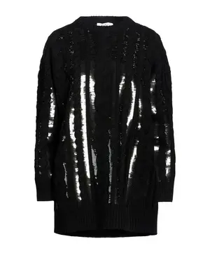 Max Mara Solid Color Sequin Sweater - Black