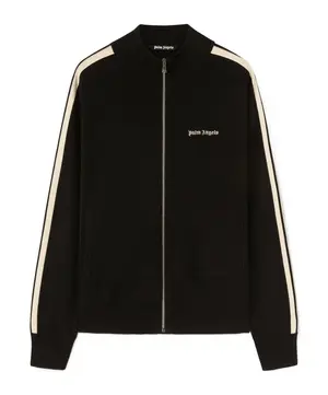 Palm Angels Logo Embroidered Zip-up Track Jacket - Black