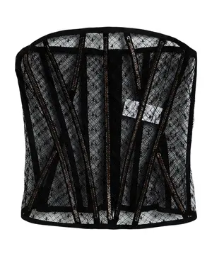 Dolce & Gabbana Lace Corset Top With Sequins And Appliqués - Black