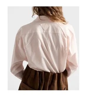 Prada Cotton Shirt With Front Tie Detail - Pink