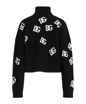Dolce & Gabbana Long Sleeve Knitted Turtleneck Sweater With Logo Print