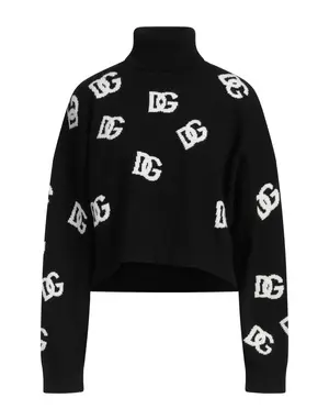 Dolce & Gabbana Long Sleeve Knitted Turtleneck Sweater With Logo Print