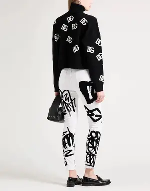 Dolce & Gabbana Long Sleeve Knitted Turtleneck Sweater With Logo Print