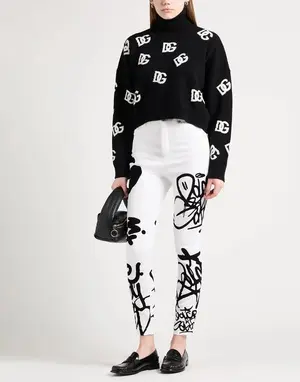 Dolce & Gabbana Long Sleeve Knitted Turtleneck Sweater With Logo Print