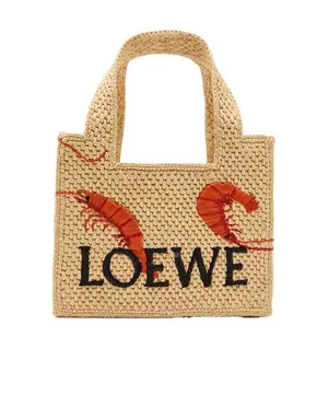 Loewe Font Mini Shrimp Raffia Top Handle Bag