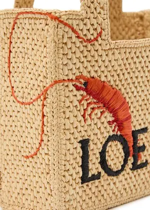 Loewe Font Mini Shrimp Raffia Top Handle Bag
