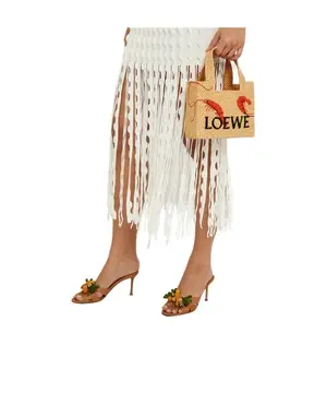 Loewe Font Mini Shrimp Raffia Top Handle Bag