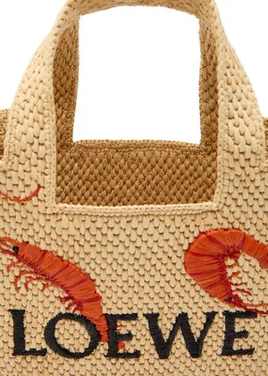 Loewe Font Mini Shrimp Raffia Top Handle Bag