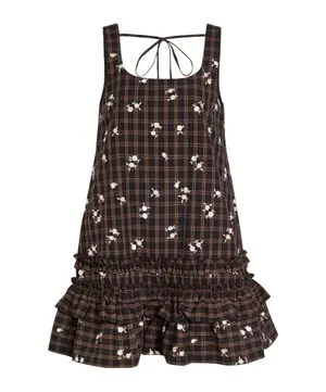 GANNI Cotton-poplin Mini Dress - Black