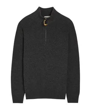 J.W.ANDERSON Ribbed Half-zip Wool And Cotton-blend Jumper - Black