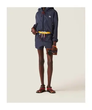 Miu Miu Logo Zip-up Hooded Jacket - Blue