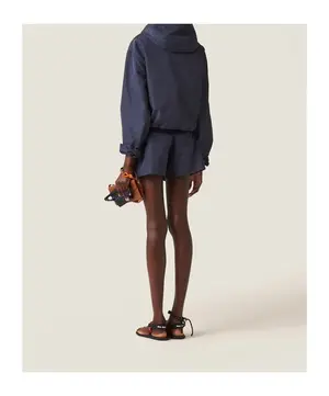 Miu Miu Logo Zip-up Hooded Jacket - Blue