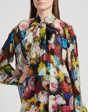 Dolce & Gabbana Floral Chiffon Blouse With Pussy Bow