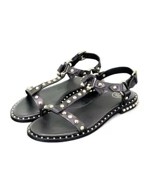 Ash Open Toe Flat Sandals With Buckle Straps And Stud Detailing