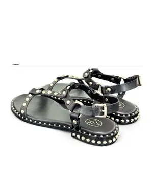 Ash Open Toe Flat Sandals With Buckle Straps And Stud Detailing