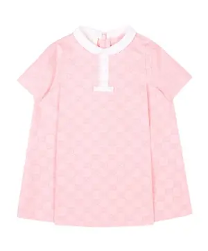 Gucci Baby Gg Cotton Dress With Peter Pan Collar - Light Pink