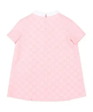 Gucci Baby Gg Cotton Dress With Peter Pan Collar