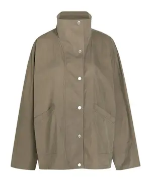 TOTEME Funnel-neck Cotton-blend Poplin Jacket - Gray