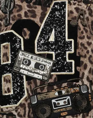 Dolce & Gabbana Leopard Print Embellished Crewneck Top