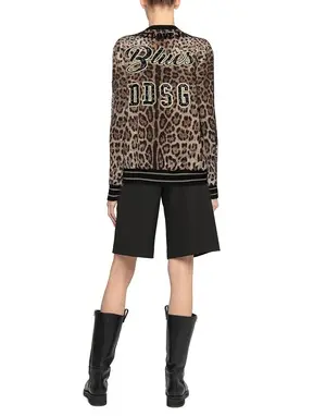 Dolce & Gabbana Leopard Print Embellished Crewneck Top