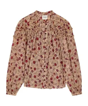 ISABEL MARANT ÉTOILE Isabel Marant Etoile Floral-Print Cotton Shirt With Ruffled Neckline