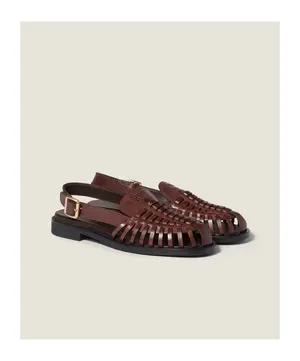 Miu Miu Woven Leather Slingback Loafers - Brown