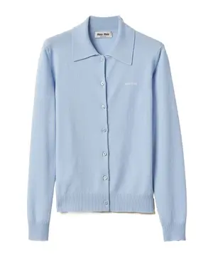 Miu Miu Logo-intarsia Button-up Cardigan