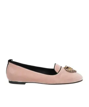 Dolce & Gabbana Velvet Heart Appliqué Slipper
