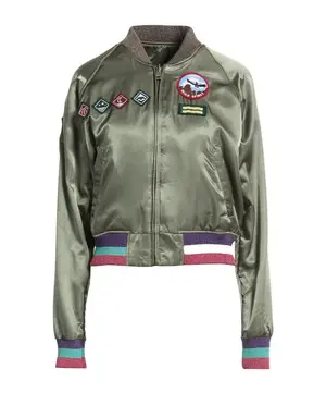 DIESEL® Bomber Jacket With Appliqués - Green