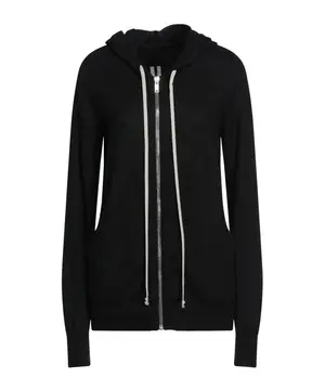 Rick Owens Solid Color Cashmere Knit Hooded Coat - Black
