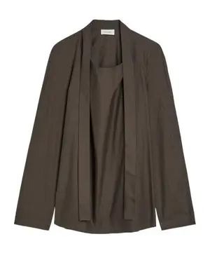 LEMAIRE Ascot Cotton And Silk-blend Blouse - Brown
