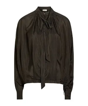 Dries Van Noten Dries Van Noten Pinstriped Woven Blouse With Detachable Neck Scarf Black