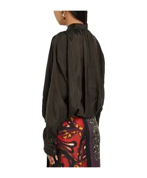Dries Van Noten Pinstriped Woven Blouse With Detachable Neck Scarf - Black