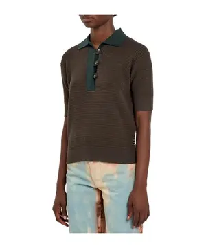 J.W.ANDERSON Waffle-knit Cotton-blend Polo Shirt
